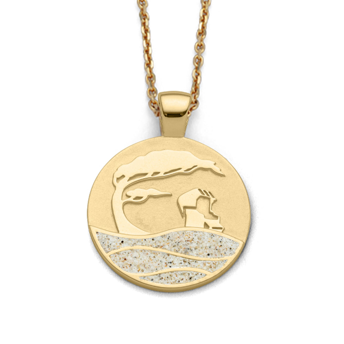 DUR Schmuck: Anhänger Strandwellen "Küste" mit Strandsand, vergoldet ...